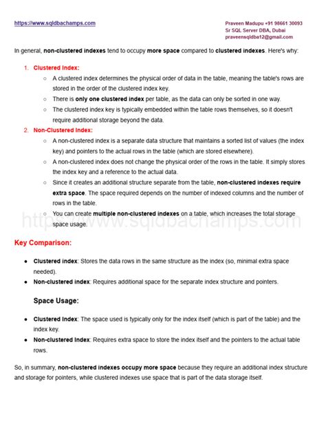 Will Clustered Index Or Non Clustered Occupy More Space In Sql Server Pdf