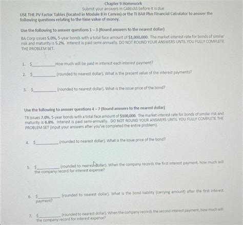 Solved Chapter 9 Homework Submit Your Answers In Canvas