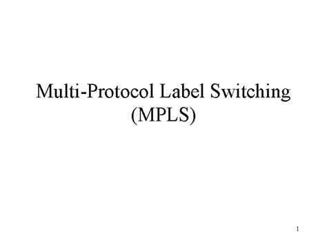 MultiProtocol Label Switching MPLS 1 MPLS Overview A