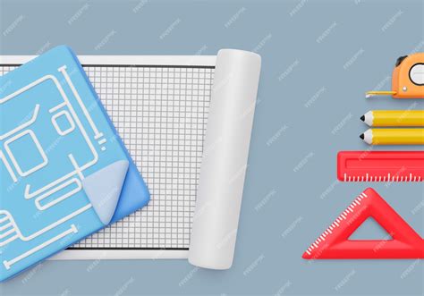 Free Psd 3d Background With Architecture And Engineering Items