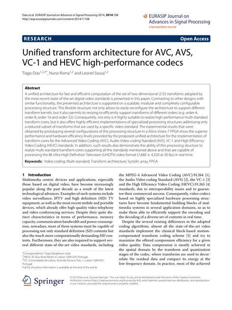 pdf unified transform architecture for avc avs vc 1 and hevc high