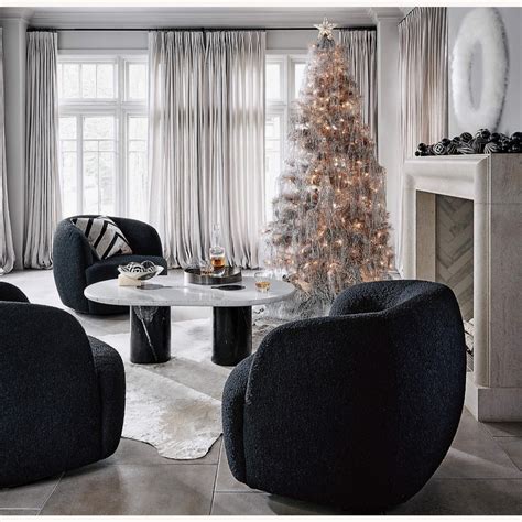 Cb2 Gwyneth Black Boucle Swivel Chair By Goop Aptdeco