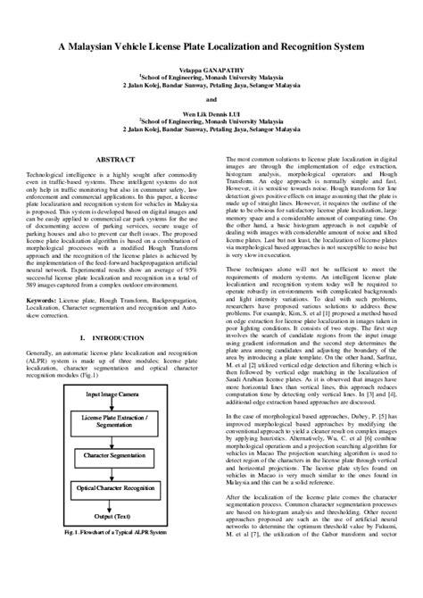 Pdf A Malaysian Vehicle License Plate Localization And Recognition