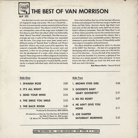 Van Morrison The Best Of Van Morrison Us Vinyl Lp —