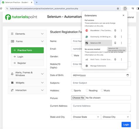 Selenium Ide Creating Tests