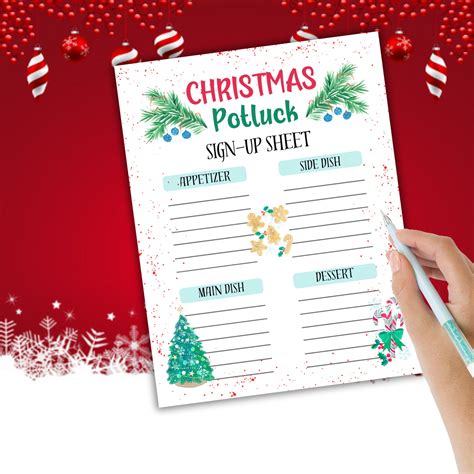 Christmas Potluck Sign Up Sheet Potluck Sign Up Sheet Potluck Sign Up