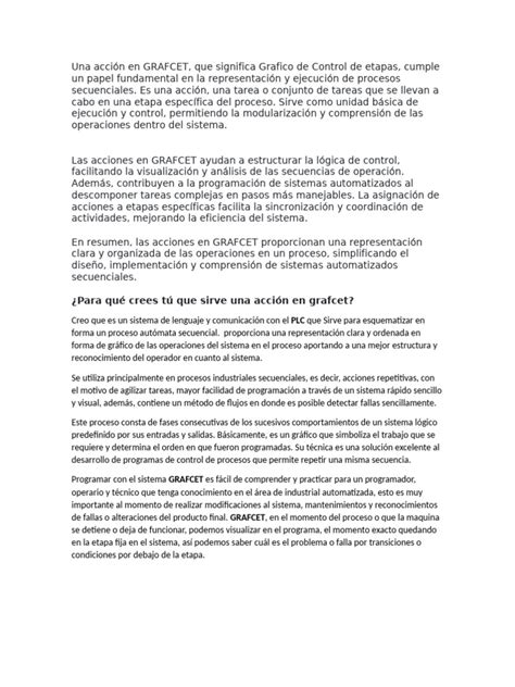 Una Acción En Grafcet Pdf Lenguaje De Programación Programación De Computadoras