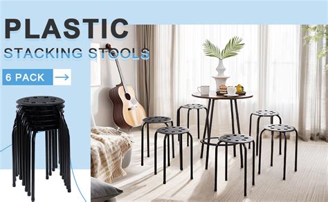 Vecelo 6 Piece Stacking Stools 17 7 Inch Standard Height