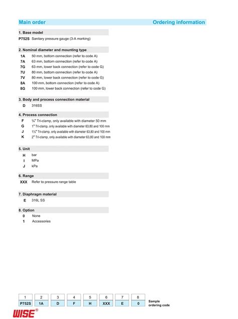 Đồng Hồ đo áp Suất Wise P752