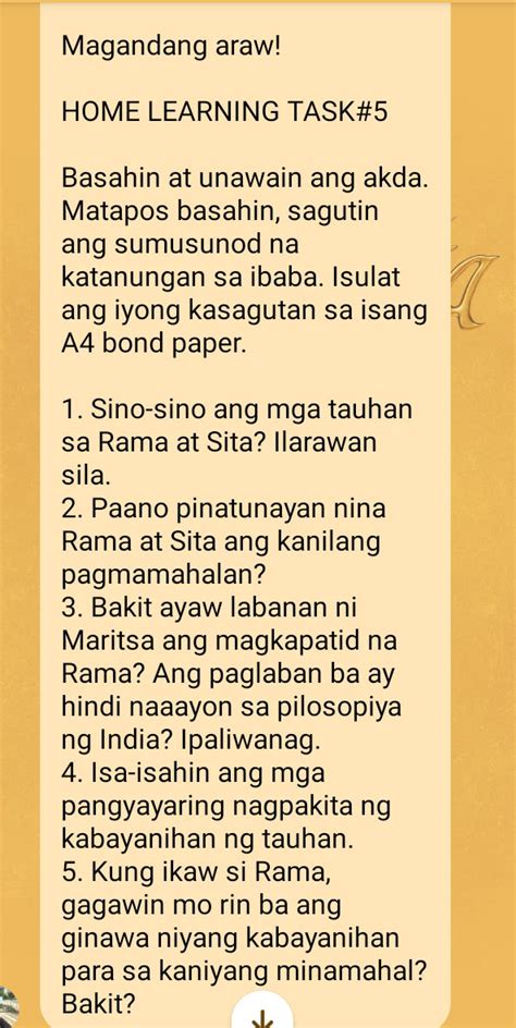 Magandang Araw HOME LEARNING TASK Basahin StudyX