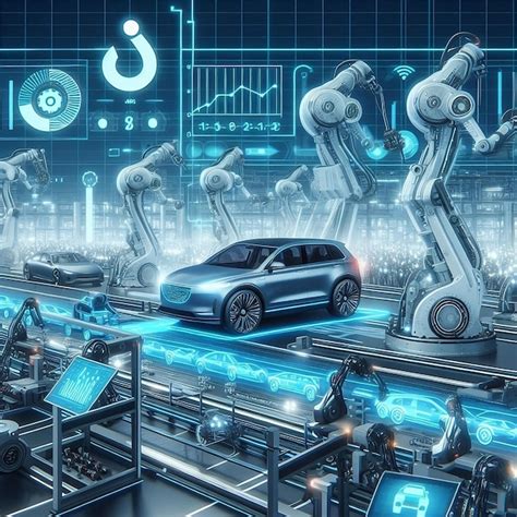 Premium Photo Automated Robotics Futuristic Electric Cars Factory