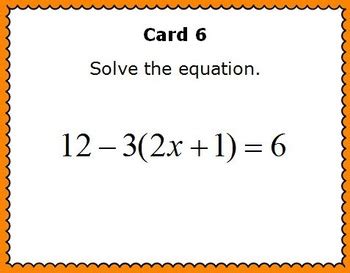 Linear Equations Task Cards By Hilda Ratliff TPT