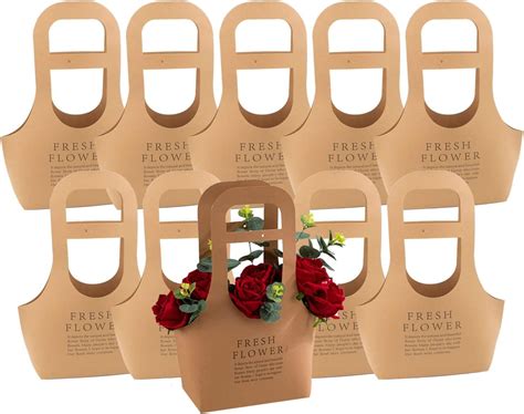 Dfyouhome® 10 Pack Kraft Paper Flower T Bags Florist