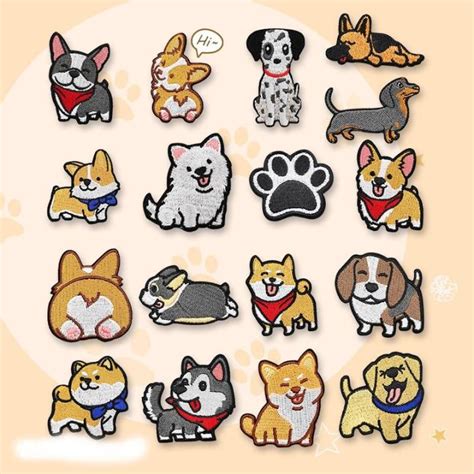 Sticker ủi Nhiệt Thêu Logo Hình Chú Chó Con Corgi Chibi Dễ Thương