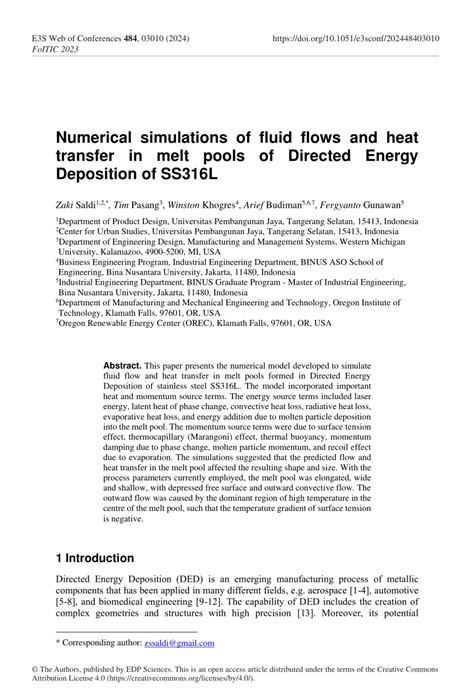 Pdf Numerical Simulations Of Fluid Flows And Heat Transfer In Melt