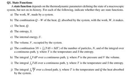 solved q1 state functions a state function depends on the