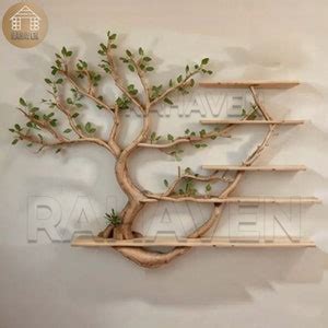 Floating Bookshelf Tree Branch Driftwood Wall Art Solid Wood Shelf Handmade Furniture For Home