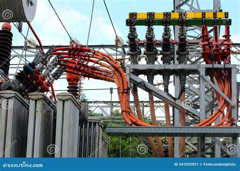 High Voltage Transformer With Fat Cables That Carry A Lot Of Electrical