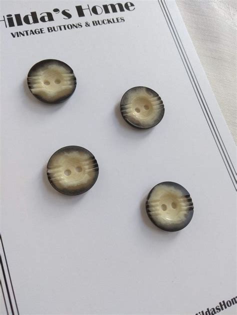 Vintage Grey Buttons 17mm Plastic Buttons In Black And Grey