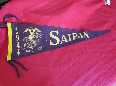 Rare Vintage 1944 Us Marine Corps Saipan Felt Pennant 26 World War