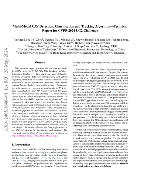 PDF Multi Modal UAV Detection Classification And Tracking Algorithm Technical Report For