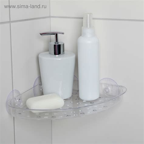 Полочка в ванную комнату угловая на присосках Bath Collection, 24×19×3 ...