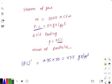 Solved A Stream Of Gas Flowing At 3000 Acfm Has A Particulate Loading Of 50 Gr Ft3 Grains