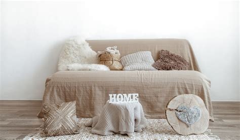 소파와 장식 용품이있는 거실 내부 무료 사진