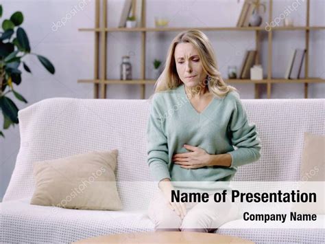 Suffering Exhausted Woman Abdominal Pain Powerpoint Template