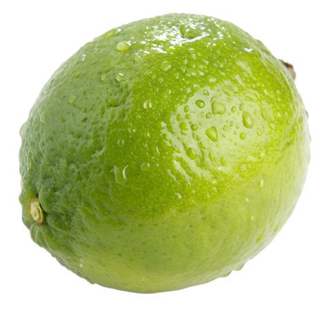 Ripe Green Lime Citrus Fruit With Water Drops Isolated On The