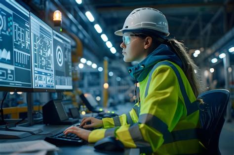 Focused Engineer Analyzing Data In A Hightech Industrial Environment