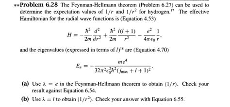 Solved Problem 6 28 The Feynman Hellmann Theorem Problem
