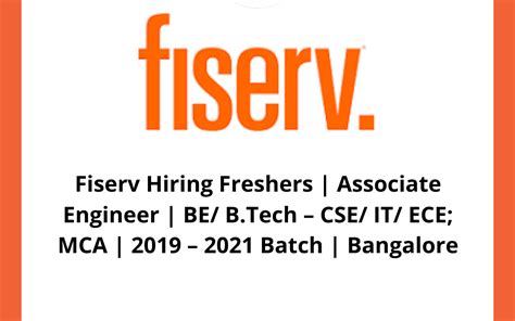 Fiserv Hiring Freshers Associate Engineer Be Btech Cse It Ece