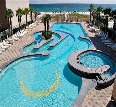 Beach Front Pool With Lazy River At Crystal Tower In Gulf Shores