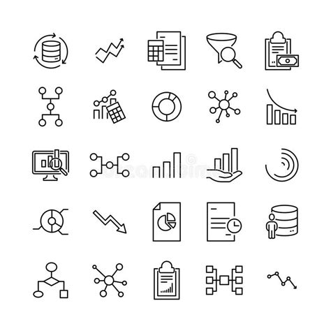 Set Of Premium Data Analytics Icons In Line Style Stock Vector Illustration Of Black