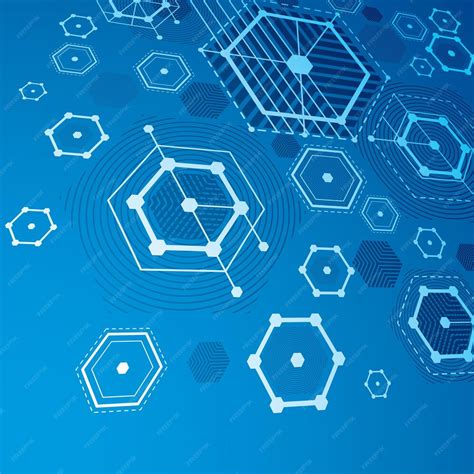 Modular Bauhaus 3d 벡터 파란색 배경은 육각형과 선과 같은 단순한 기하학적 도형으로 만들어졌습니다 광고 포스터 또는 배너 디자인으로 사용하기에 가장 좋습니다