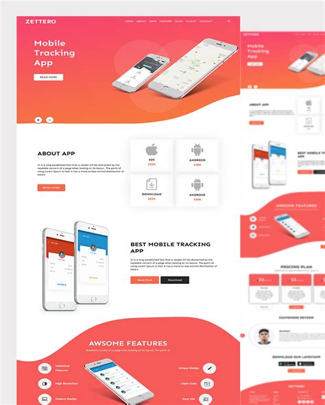 Zettero Mobile Tracking App Website Template