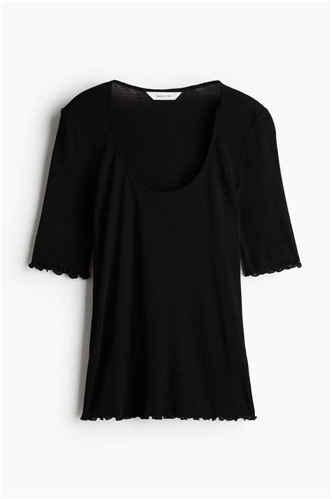 Fine Knit Wool Top Black Ladies Handm Us