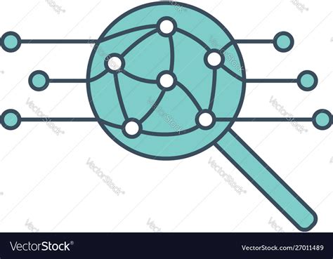 Magnifying Glass Icon With Neural Network Inside Vector Image