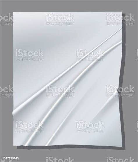 구겨진 종이의 현실적인 흰색 시트 벡터 포스터 모형 주름된 종이 질감의 벡터 일러스트레이션입니다 배경 템플릿 가장자리에 대한 스톡 벡터 아트 및 기타 이미지 Istock