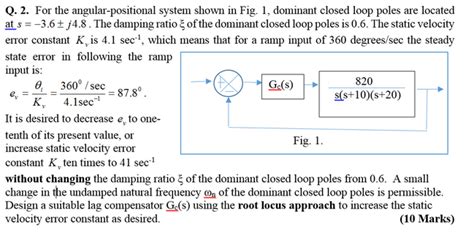 Solved For The Angular Positional System Shown In Fig Chegg