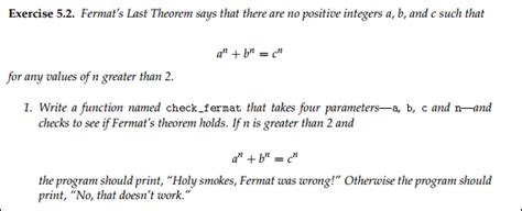 Solved Exercise Fermat S Last Theorem Says That There Chegg