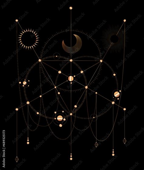 Gold Spirit Art Visualization Of Sacred Geometry Vector Templates