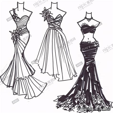 Ai创作图礼服线稿 秋冬装礼服设计 礼服款式图 高档礼服设计 礼服设计效果图 婚纱模特平面图立面图 小礼服款式图 晚礼服插画 婚礼礼服设计 服装装设计 女装婚纱男装礼服素材 服装设计服饰设计