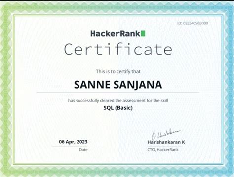 Sanjana Sanne On Linkedin Hackerranksql