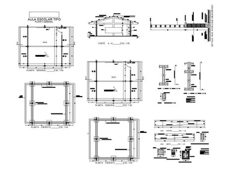 Classroom Section Foundation And Structure Cad Drawing Details Dwg File
