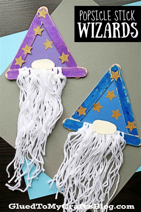 Popsicle Stick Wizard Hat Wyarn Beard Craft Idea