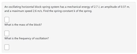 solved an oscillating horizontal block spring system has a