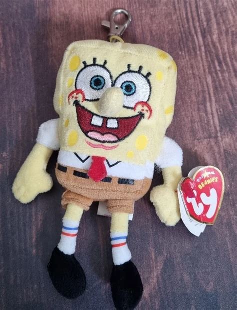 Ty Beanie Babies Spongebob Squarepants Keybag Ring Never Used