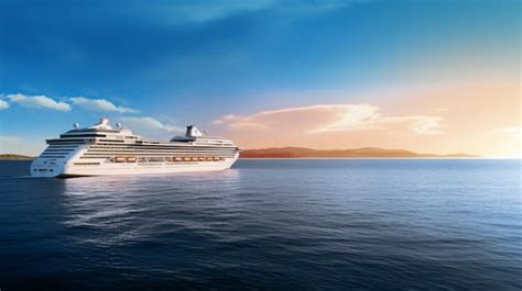 Arafly Looking Cruise Ship In The Open Ocean With A Beautiful Sky